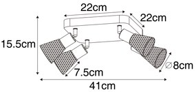 Průmyslové bodové světlo černé se dřevem 4-světlo - Kristina