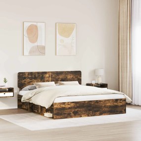 Rám postele Kouřový dub 180 x 200 cm Masivní borové dřevo 3412046