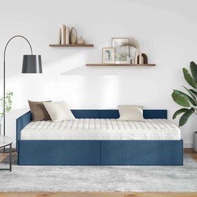 Rohový rám postele s matrací Jiný s čelo 2 ks Modrá textil 3393588