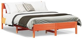 Rám postele s čelem voskově hnědý 150 x 200 cm masivní borovice