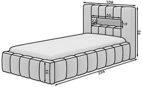 Eltap Čalouněná postel Lamica s úložným prostorem - ocel Materiál a barva potahu: Nube 20 - světle hnědá, Rozměr: 90x200