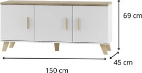 TV stolek Lotta I 150 cm dub sonoma/bílý