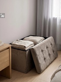 Sinsay - Sametový puf s úložným prostorem - hnědá