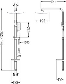 Mexen sprchový sloup Q49 s horní a ruční sprchou hlavicí, bílý/zlatý - 798494995-25