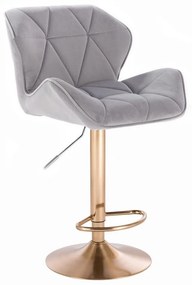 LuxuryForm DESIGN Barová židle MILANO VELUR na zlaté kulaté podstavě - světle šedá