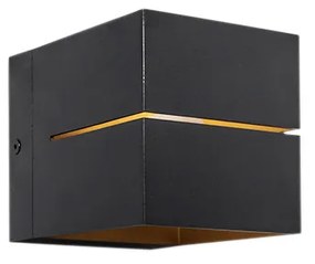 Moderní sada 4 nástěnných svítidel černá se zlatými 2-světly - Transfer Groove