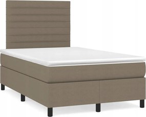 Box Spring Postel S Matrací Textil Taupe vodorovné pruhy 120 x 190 cm