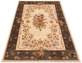 Klasický kusový koberec Casablanca 07 Květy hnědý béžový Rozměr: 120x170 cm