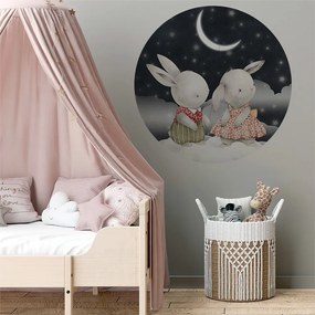 Gario Dětská nálepka na zeď Dreamland - zajíčci a měsíc Rozměry: 95 x 95 cm