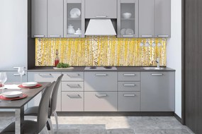DIMEX | Fototapeta do kuchyně Žlutý březový háj KI-260-197 | 260 x 60 cm | žlutá, černá, bílá