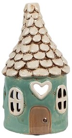 Zelený keramický svícen pohádkový domek - Ø 11*20 cm