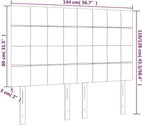 Čelo postele s LED černé 144x5x118/128 cm textil 3122424