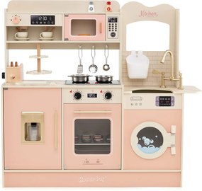 Costway Dětská kuchyňka na hraní se sporákem a světlem a zvukem dřevěná kuchyňka