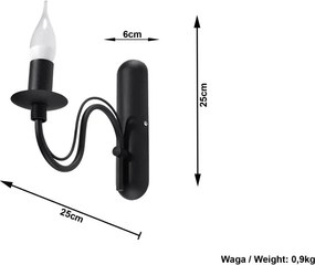 Černé kovové nástěnné svítidlo Fiorano – Sollux