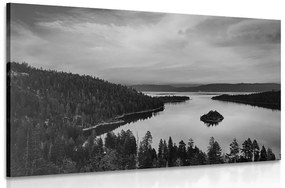 Obraz jezero při západu slunce v černobílém provedení Varianta: 120x80