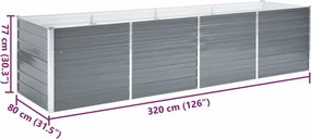 vidaXL Vyvýšený záhon pozinkovaná ocel 320 x 80 x 77 cm [44844] Barva: Šedá