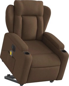 Elektrické zvedací masážní polohovací křeslo hnědé textil 3204522