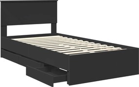 Rám postele se zásuvkou Černá 100 x 200 cm Inženýrské dřevo 3410736