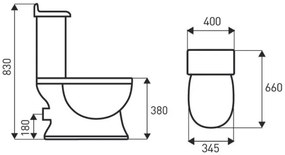 Novoterm WC kombi NV-Retro KR-13 se zadním odpadem a SoftClose sedátkem