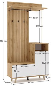 Kondela Předsíňová sestava, dub evoke/bílá, NODRI