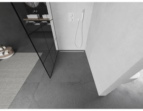 Mexen Kioto, Walk-In sprchová zástěna 110 x 200 cm, 8mm sklo čiré/černý vzor, bílý profil, 800-110-101-20-77