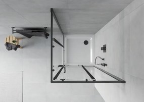 Mexen Rio, čtvercový sprchový kout 80 x 80 cm, 6mm čiré sklo, černý profil + bílá sprchová vanička, 860-080-080-70-00-4010B