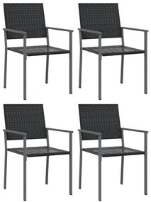 Zahradní židle 4 ks černé 54 x 62,5 x 89 cm polyratan,  3187083