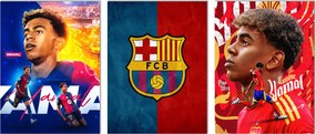 Lamine Yamal obraz na zeď Fc Barcelona Španělsko triptych 40x90 cm