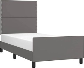 Rám postele s čelem šedý 100x200 cm umělá kůže 3125498