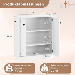 Costway Příborník moderní úložná skříň s 2 dvířky moderní úložná s 3 policemi