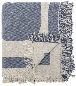 Bloomingville Přehoz z recyklované bavlny Ethan Blue 130 × 160 cm, modrá barva, textil