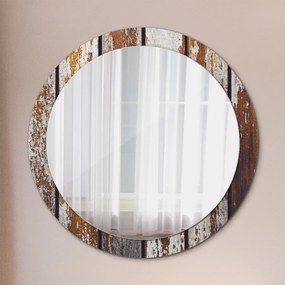 Kulaté dekorativní zrcadlo Vintage tmavé dřevo fi 90 cm