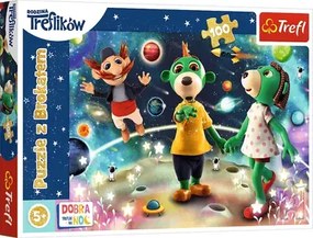 Trefl - Puzzle - Třpytivé puzzle Treflíci: Mezi hvězdami / 100 dílků /