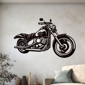 dřevo života Dřevěný obraz motorky Chopper Zvolte rozměr (cm): 95x61, Zvolte barvu dekoru: Černá