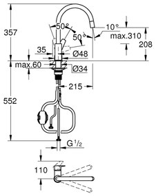 GROHE 30551000 - Dřezová baterie START EDGE 357 mm lesklý chrom
