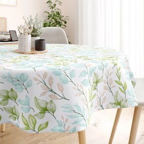 Goldea kulatý ubrus 100% bavlněné plátno deluxe - malované lístky Ø 130 cm