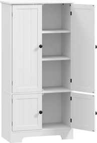 HOMCOM Kuchyňský K cabinet s Úložným Prostorem a Nastavitelnými Policemi pro Jídelnu a Obývací Pokoj, 58,2 x 30 x 123 cm, bílý