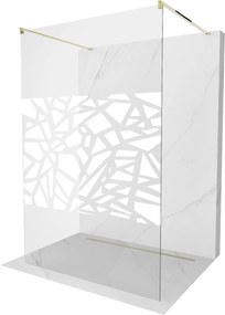 Mexen Kioto, průchozí sprchová zástěna 120 x 200 cm, 8mm sklo čiré/bílý vzor, 2x zlatá stabilizační rozpěra, 800-120-002-50-85