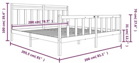 Rám postele medově hnědý masivní dřevo 200 x 200 cm,  3100981