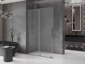Mexen Velar, sprchová zástěna s posuvnými dveřmi Walk-in 130 x 200 cm, 8mm sklo námraza, grafit broušený, 871-130-000-33-66