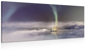 Obraz polární záře nad zamrzlým jezerem - 120x60 cm