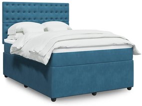 Box spring postel s matrací modrá 140 x 190 cm samet 3294650