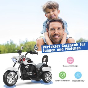Costway Motocyklový motocykl napájený baterií ve stylu chopper bílá +, černobílý