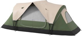 Outsunny Rodinný Stan pro Kempování pro 6-8 Osob Skládací Kempingový Stan s 2 Místnostmi a Vodotěsnou Taškou pro Turistiku 450x215x180 cm Olivově Zele