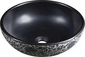 Sapho Priori - Umyvadlo na desku, průměr 41 cm, bez přepadu, černá/bílá PI034