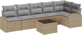 Sada zahradních pohovek 7 ks Beige a světle šedá polyratan 3354739