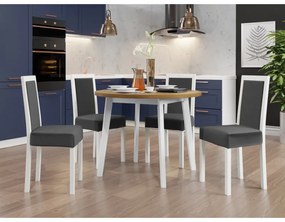 Jídelní stůl se 4 židlemi AL081, Barva dřeva: bílá-L, Potah: Zetta 297, Barvy nožiček: Bíla