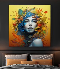 Obraz na plátně - Vodní žena v listoví FeelHappy.cz Velikost obrazu: 150 x 100 cm