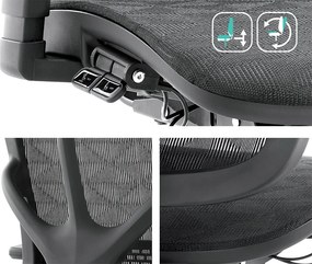 Ergonomická síťovaná kancelářská židle MOSH Airflow 521 – černá