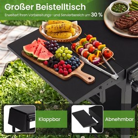 Costway Grilovací vozík venkovní grilovací stůl na kolečkách se sklopnou deskou